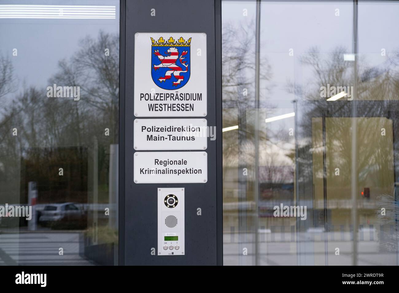 modern police office with information banner, Public safety, community ...