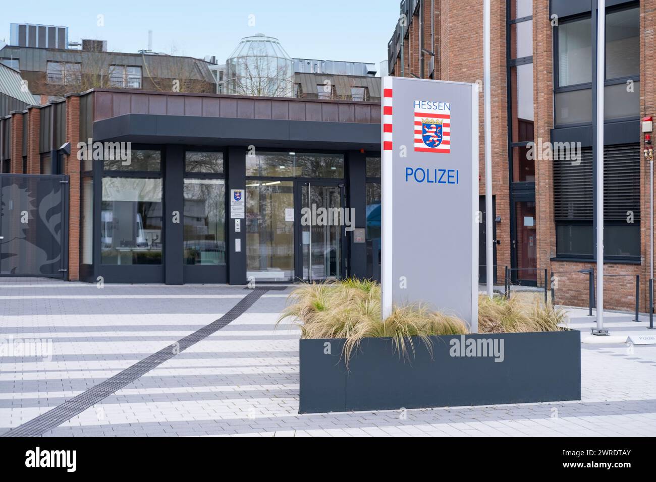 modern police office with information banner, Public safety, justice in ...