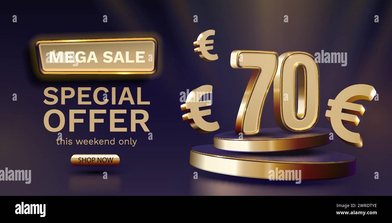 Coupon special voucher 70 euro, Check banner special offer. Vector ...