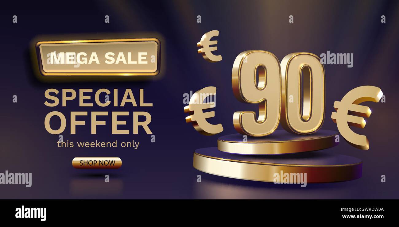 Coupon special voucher 90 euro, Check banner special offer. Vector ...