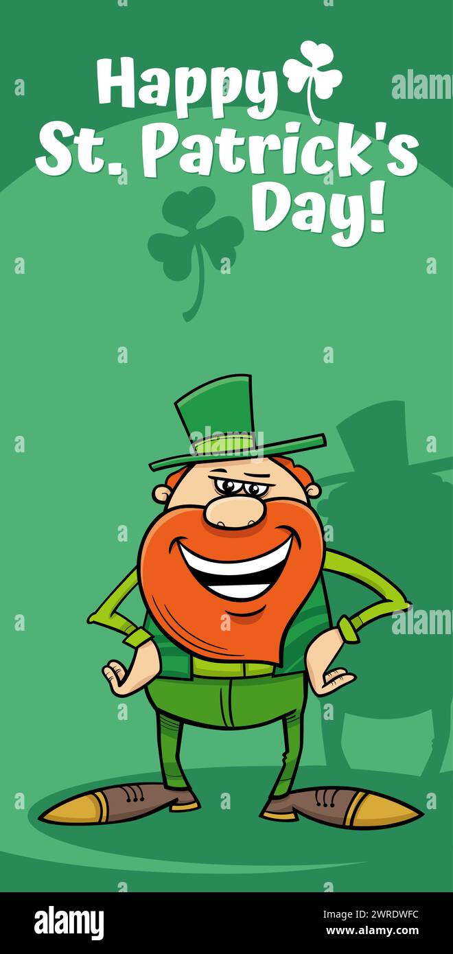Cartoon illustration of Saint Patrick Day design with funny Leprechaun ...