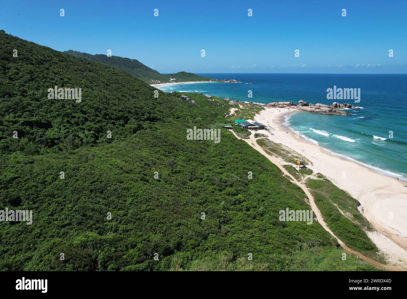 View of Praia Mole and Galheta beaches from the top of cliffs, in ...