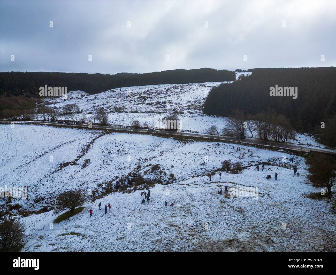 Aerial view of a snow covered Kilakee Viewpoint Stock Photo - Alamy