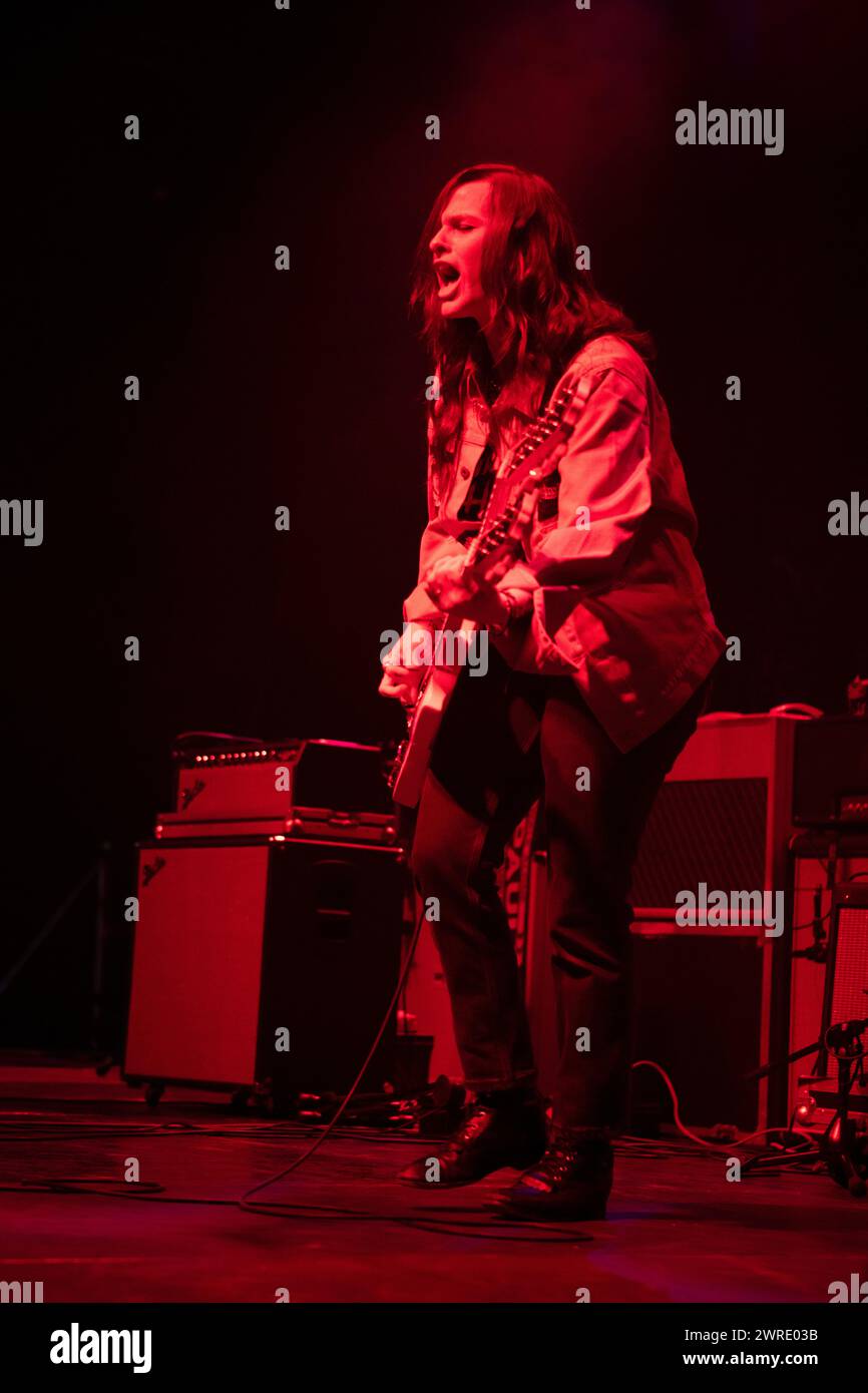 American rock and roll musician and singer, Emily Wolfe, performing ...