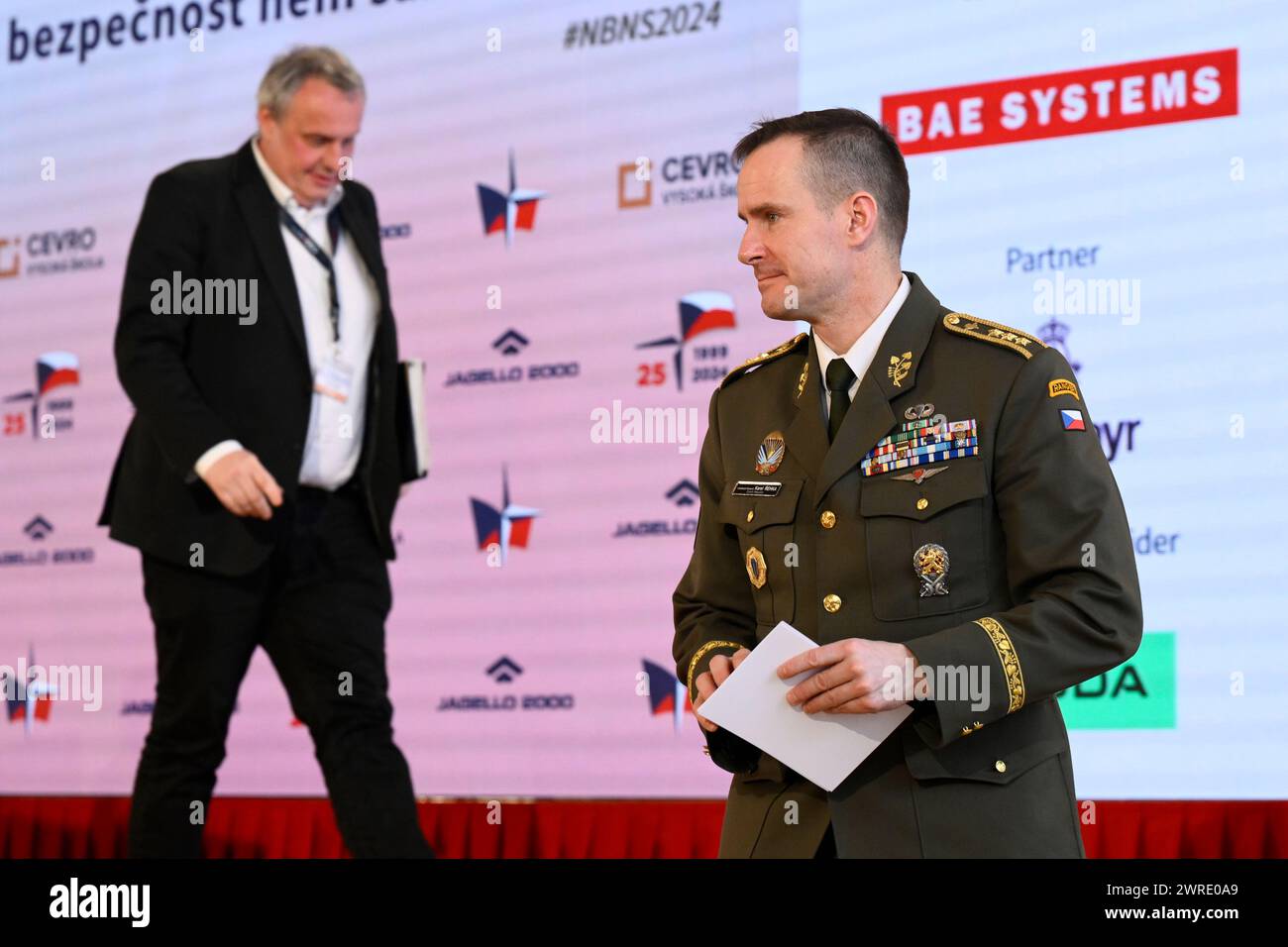 Prague, Czech Republic. 12th Mar, 2024. From left: Czech diplomat and ...