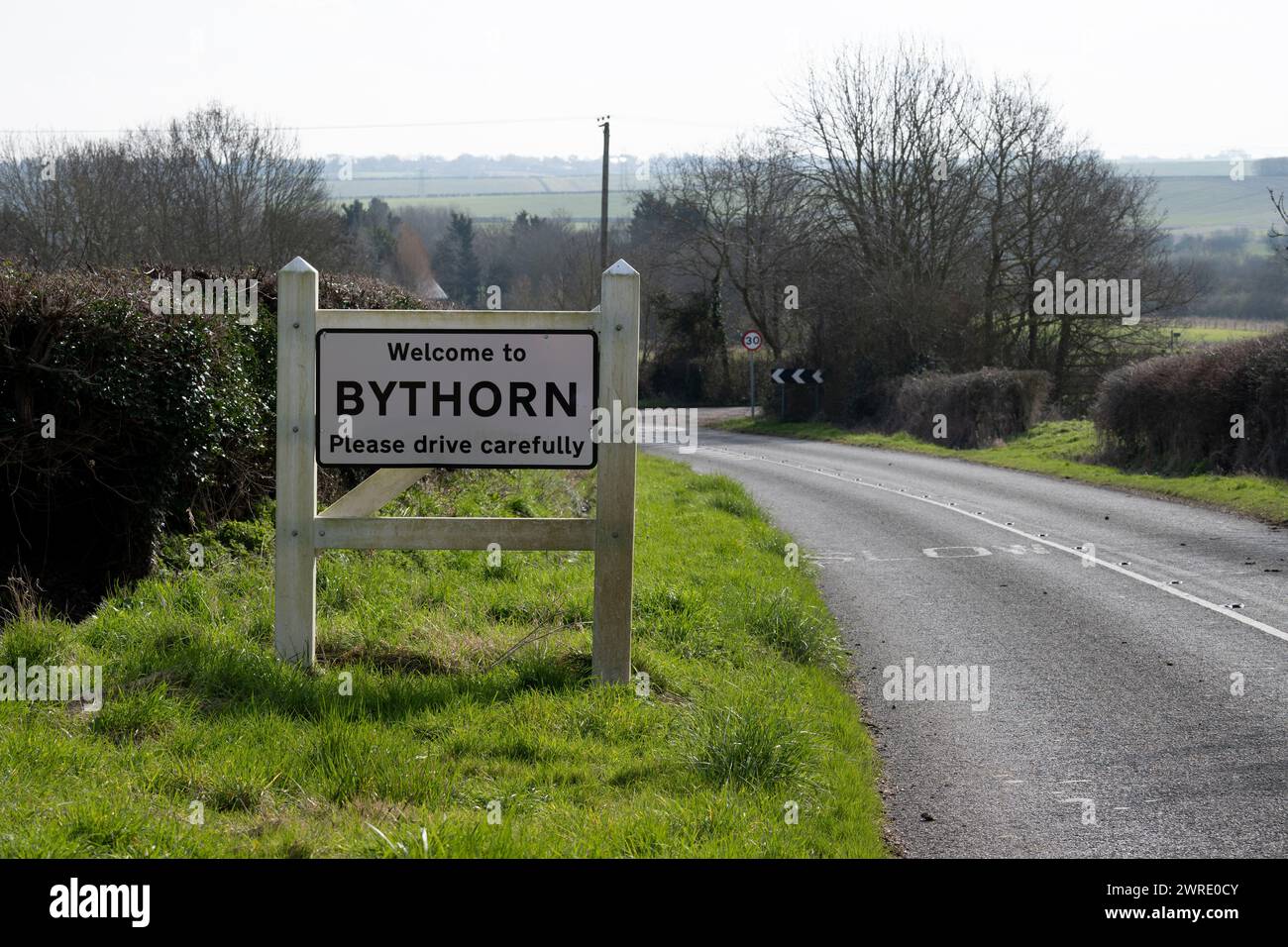 Bythorn village sign, Cambridgeshire, England, UK Stock Photo - Alamy
