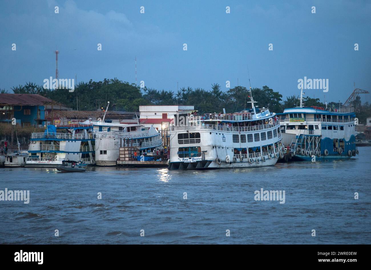 08/10/15 Ferry boats are loaded at Macapá on the Amazon, Brazil Stock ...