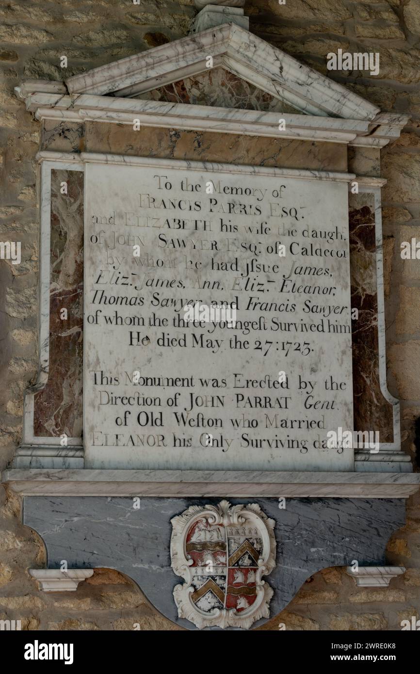 Memorial to Francis Parris and his wife Elizabeth, St. Lawrence`s ...