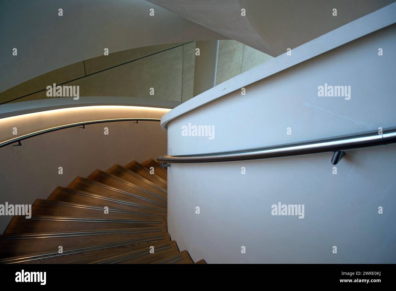 The double-helix staircase in the Luma Gallery by architect Frank Gehry ...
