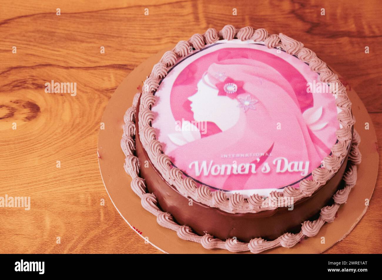 8 March cake. International Women's Day. Pink cake. International Women ...