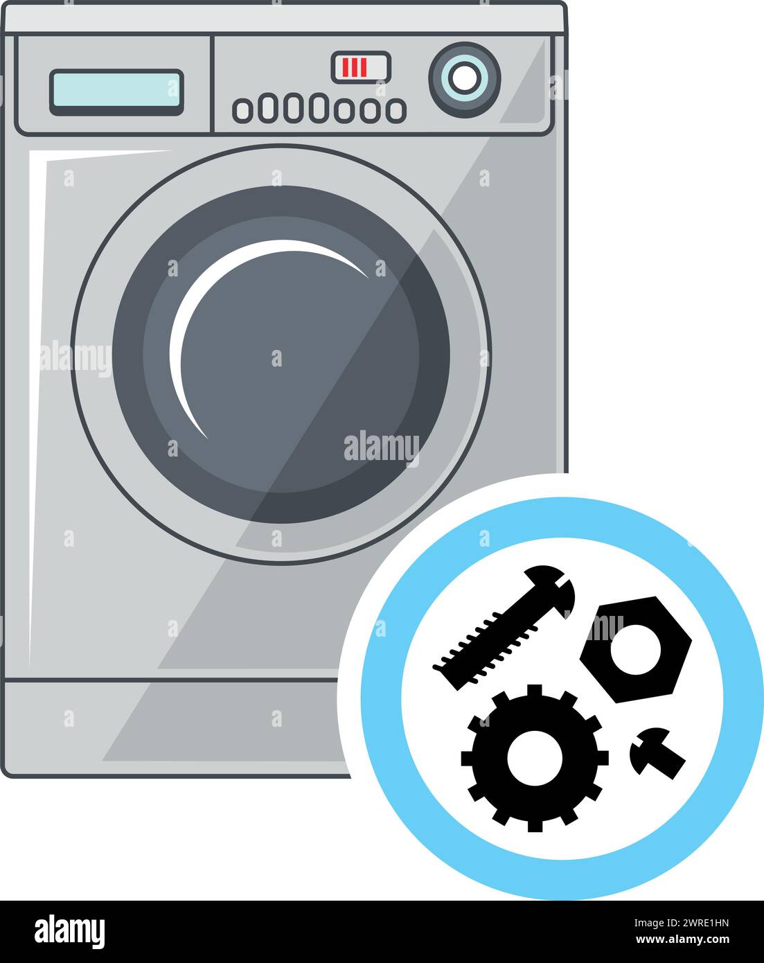 Broken washing machine kitchen Stock Vector Images - Alamy