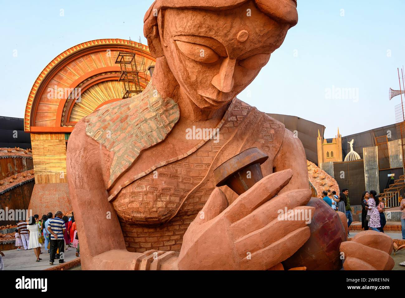 View of decorated Durga Puja pandal in Kolkata, West Bengal, India on ...