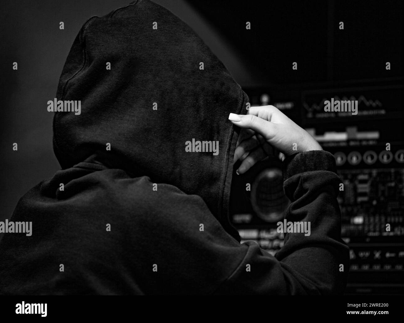 Hacker criminal dark web code Black and White Stock Photos & Images - Alamy