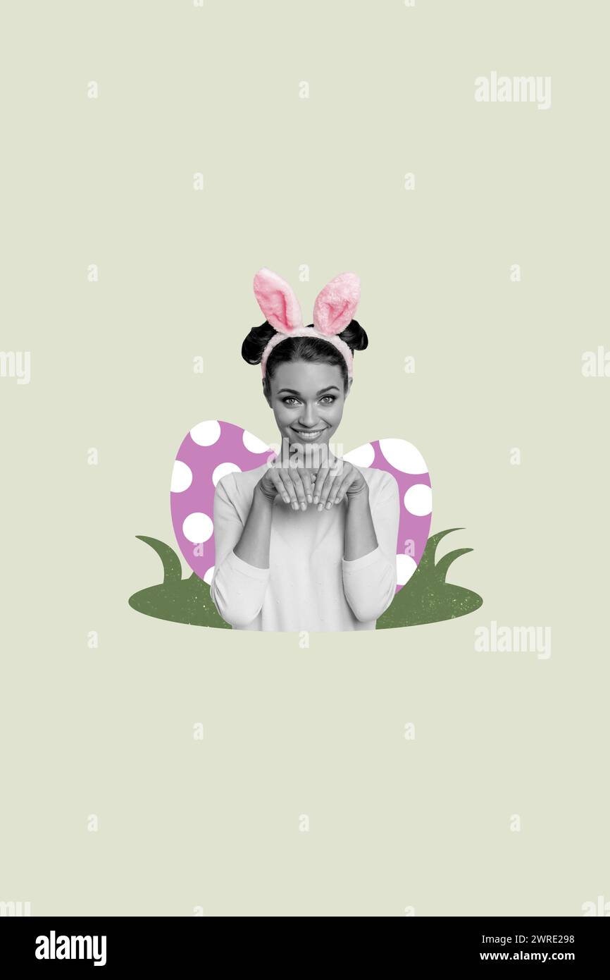 Creative poster collage of hands paws gesture pretend play rabbit ...