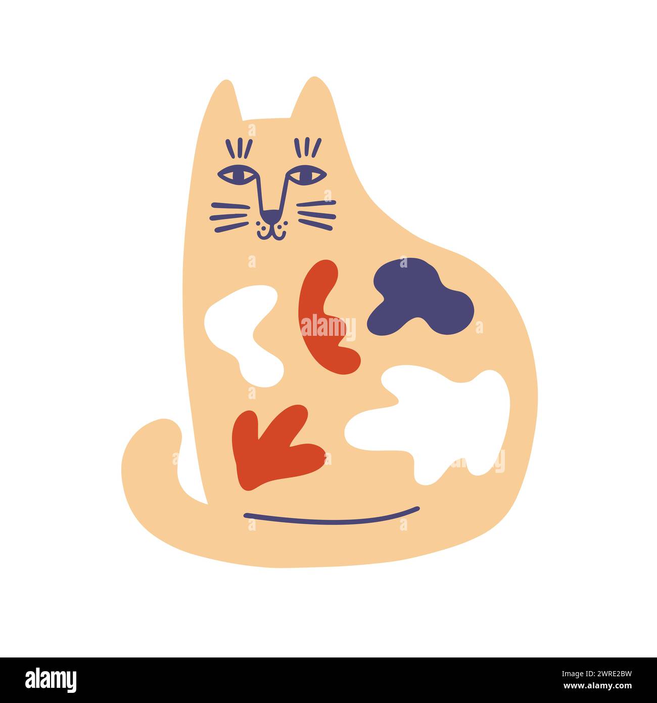 Artistic Hand drawn Cute Cat. Vintage retro style Stock Vector Image ...