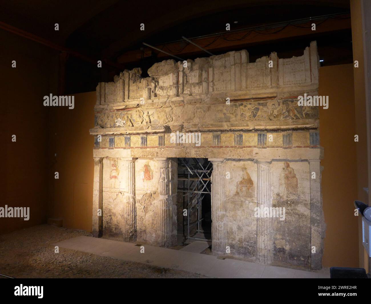 ancient Macedonian funeral architecture and painting, Greece Stock ...