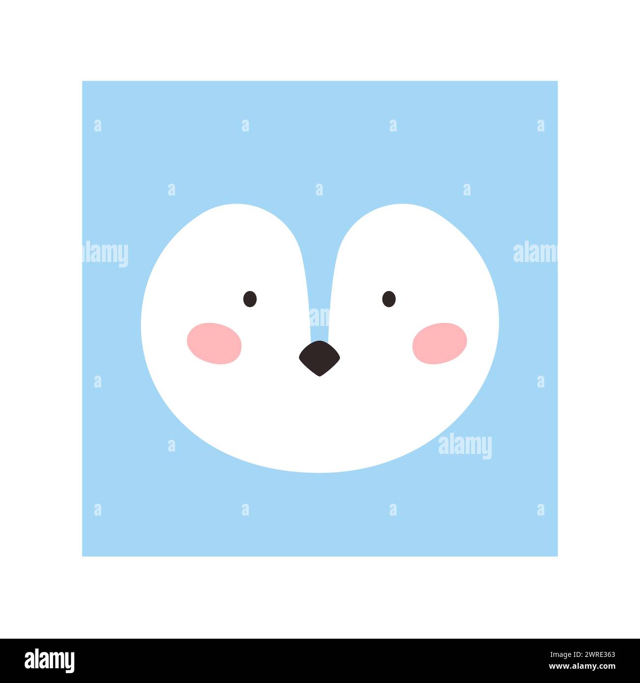 Simple wolf portrait. Cute animal head portrait, kawaii wolf face flat ...