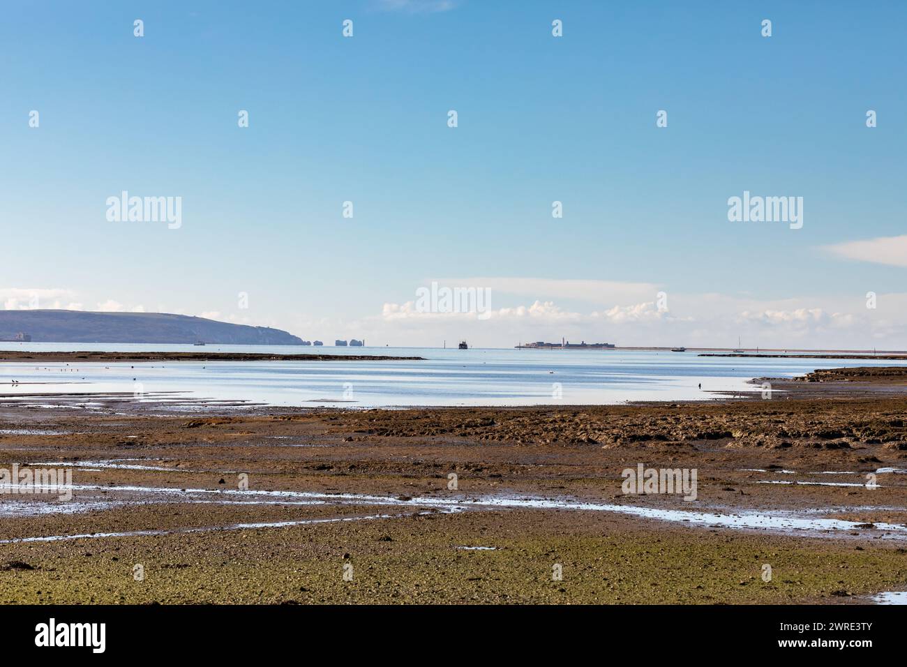 View of the Isle of Wight across the Solent from Lymington, Hampshire ...