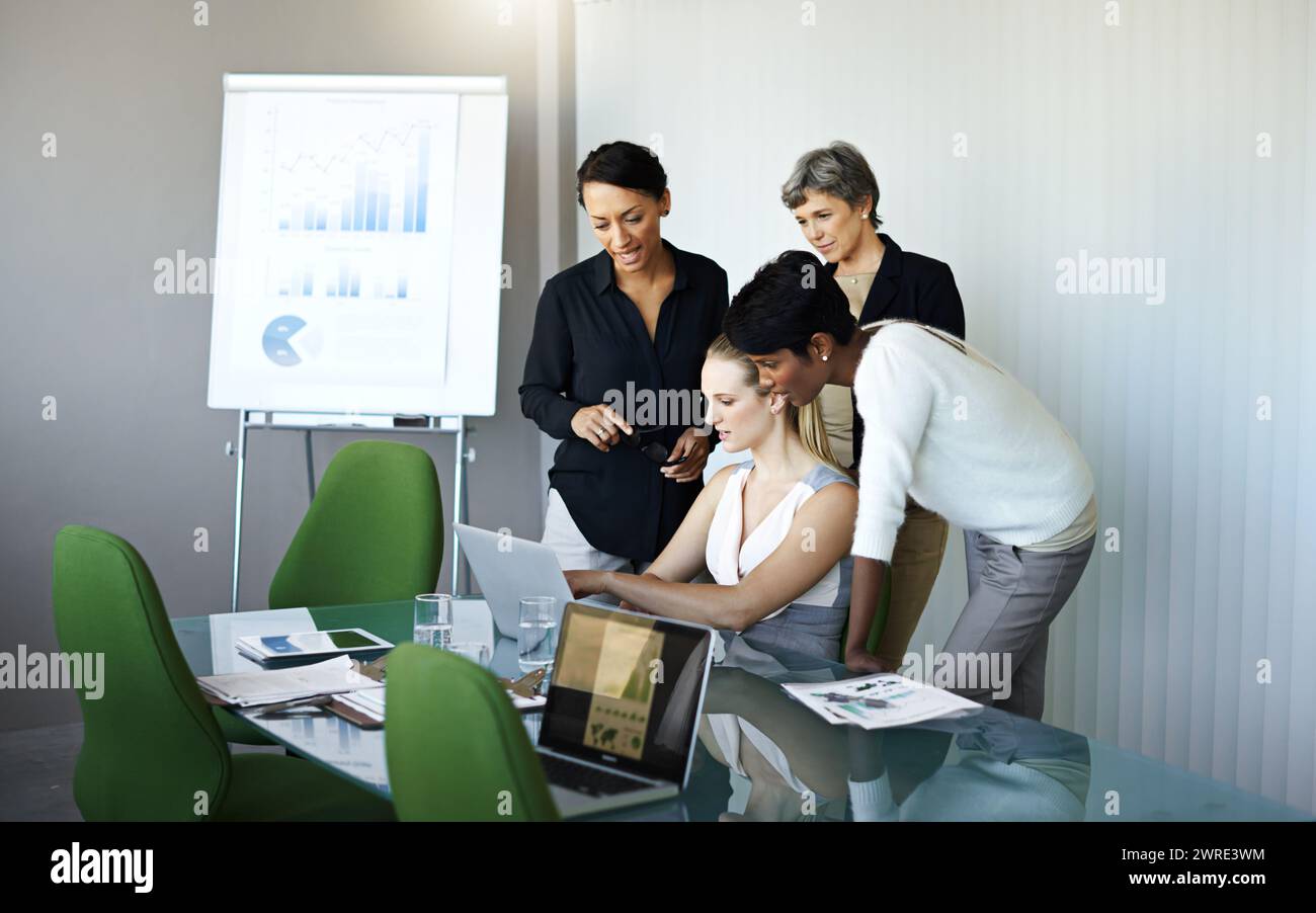 Meeting, presentation and business people with statistics in discussion ...