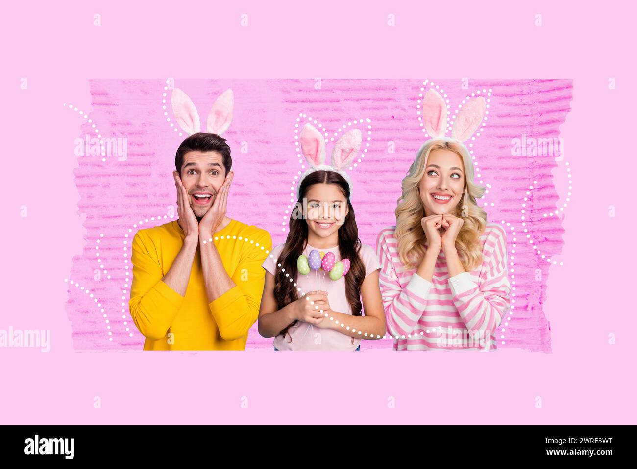 Creative drawing collage picture of cute excited family have fun ...