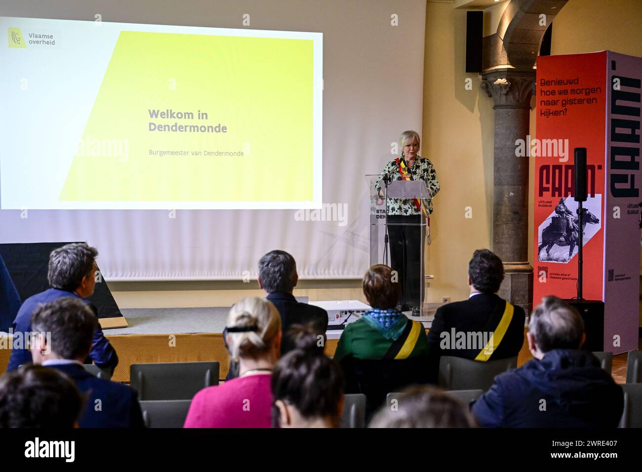 Dendermonde, Belgium. 12th Mar, 2024. Leen Dierick pictured during the launch of the 'FAAM', the ...