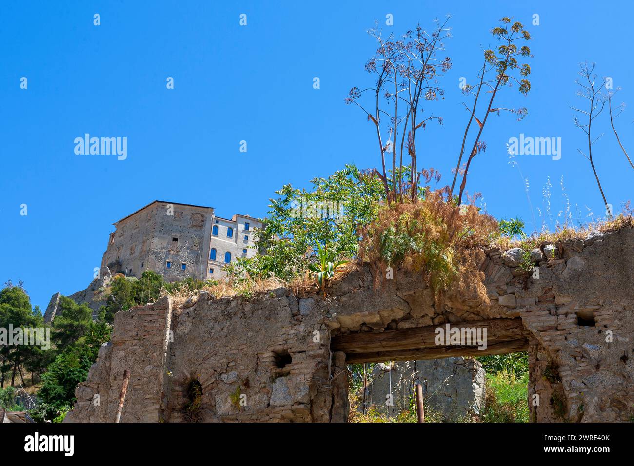 A glimpse of the Castello Carafa di Roccella Ionica from Via Emanuele ...