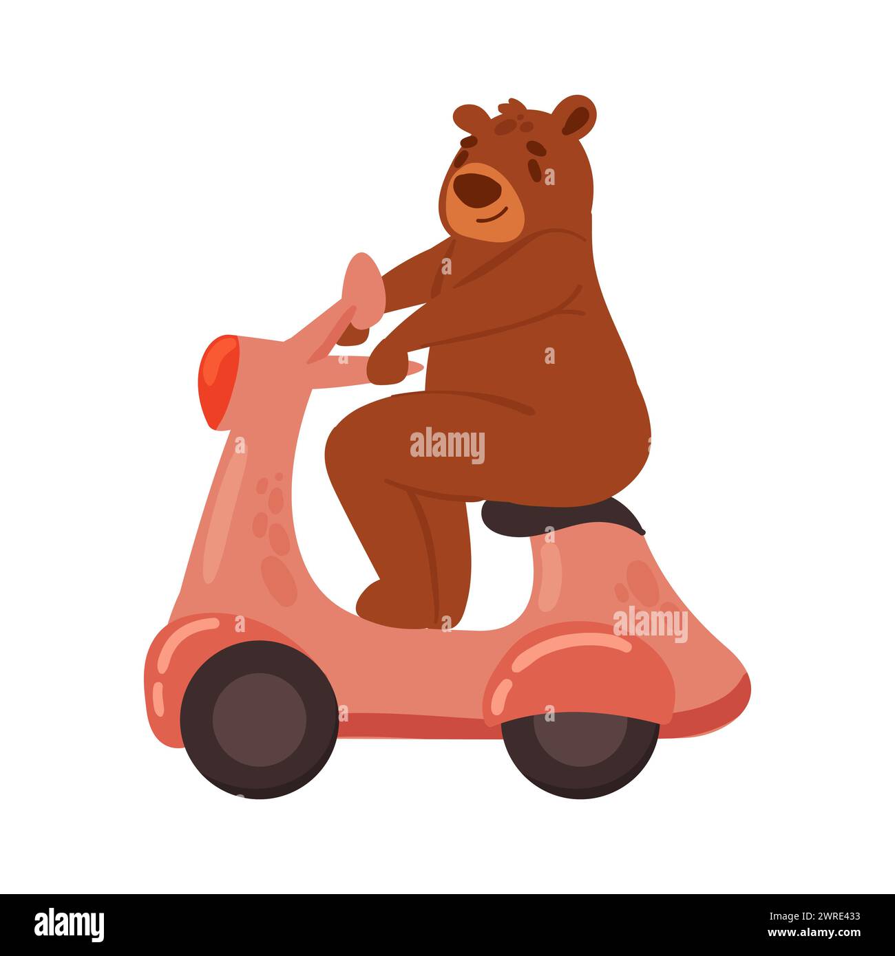 Bear driving a motorbike scooter. Animal using transport, funny wild ...