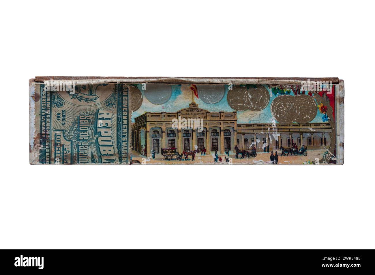 old vintage Henry Clay Habana cigar box isolated on white background ...