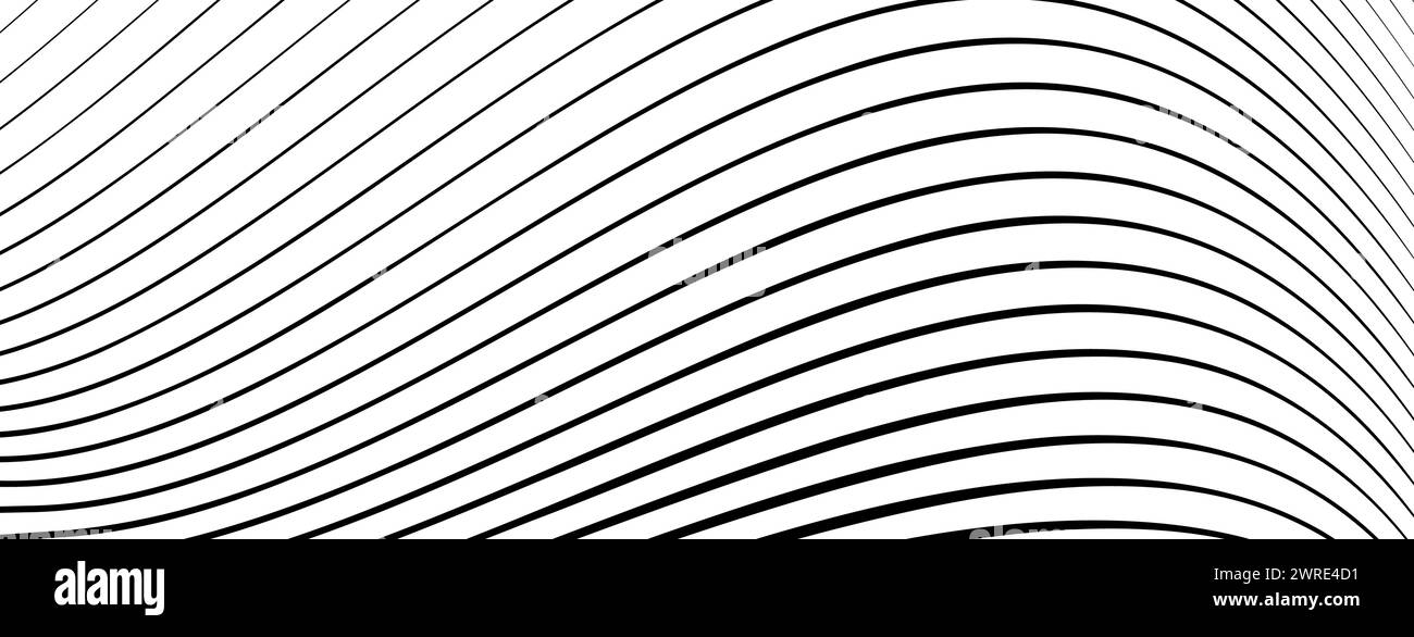 Striped waves drawn in ink. Abstract geometric background with ...
