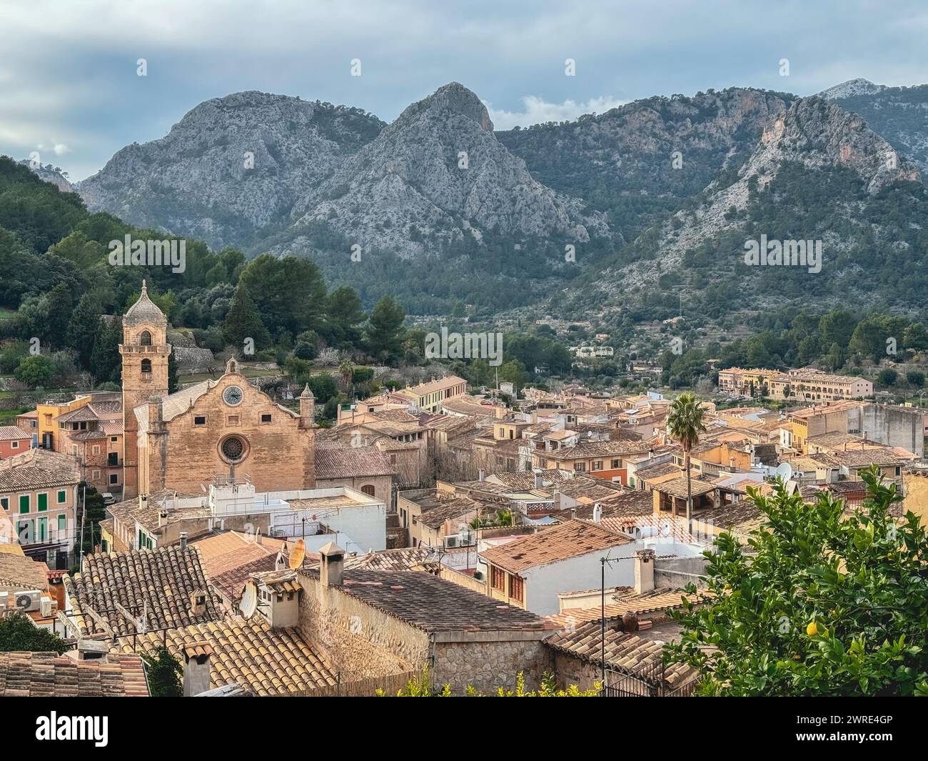 Bunyola: small town between mountains in Mallorca Stock Photo - Alamy