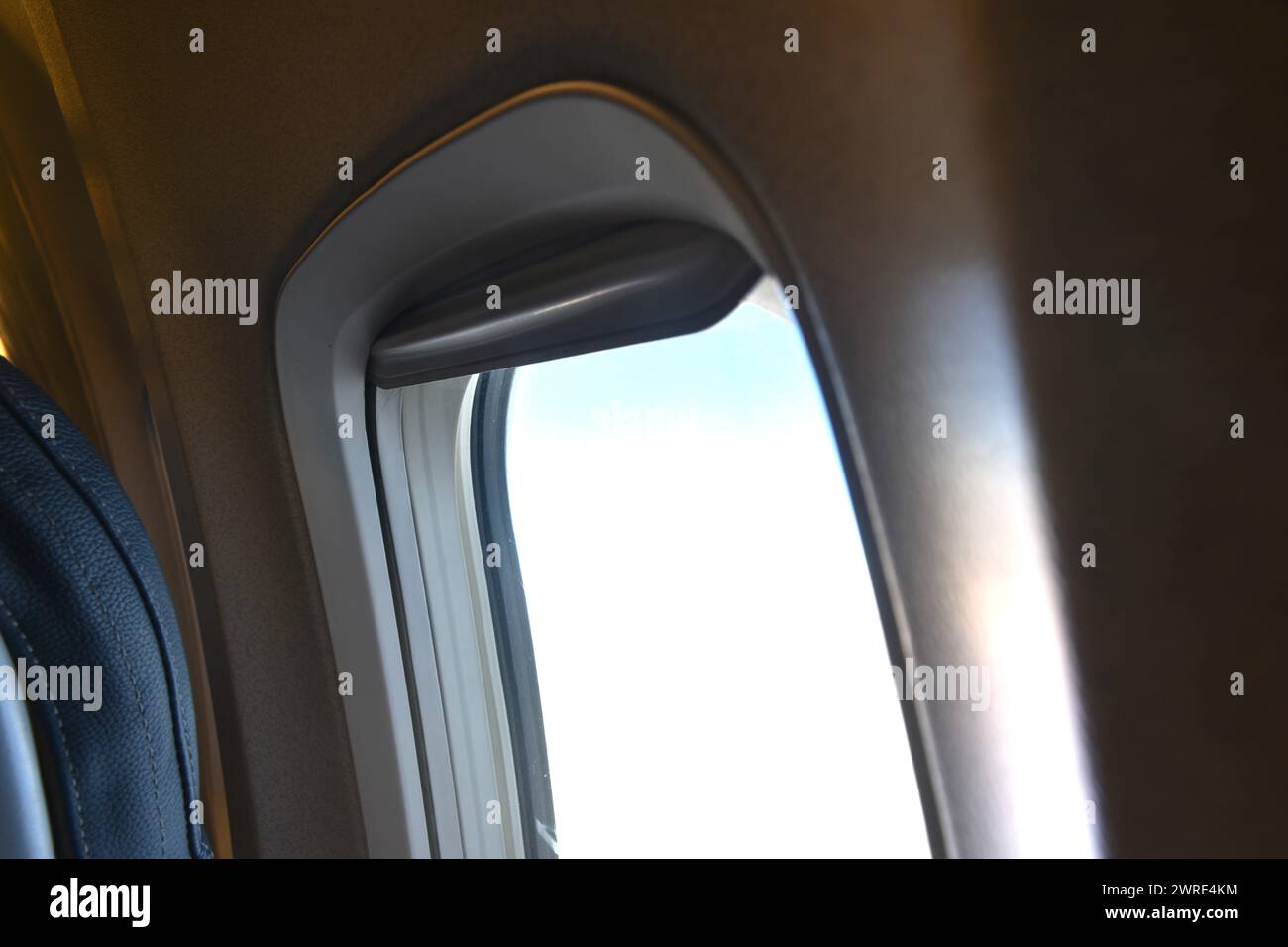 close up of plane window frame height in sky Stock Photo - Alamy
