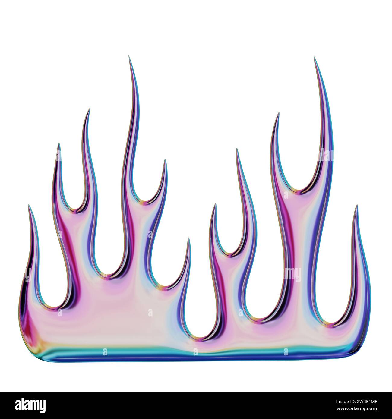 3D flame. Trendy Y2K element. Gradient colorful burning fire shape with ...