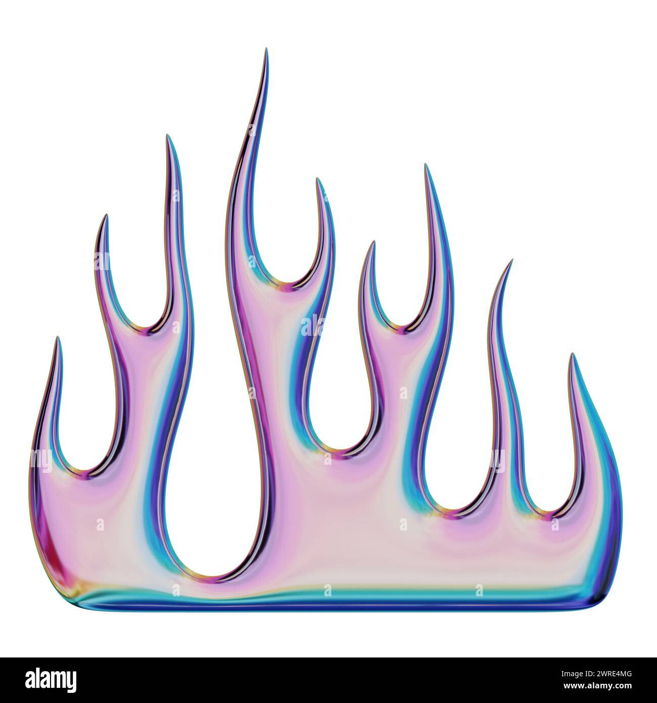 3D flame. Trendy Y2K element. Gradient colorful burning fire shape with ...