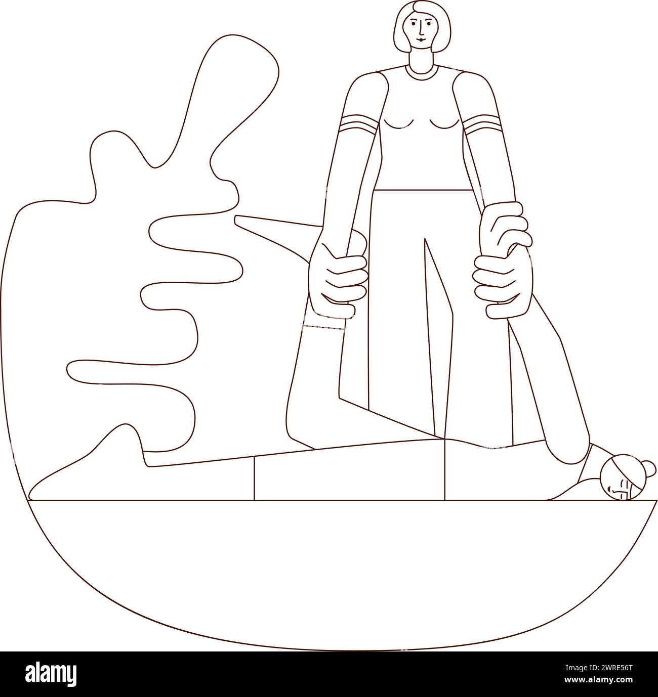 Shiatsu full body massage by professional therapist in spa. Contour ...