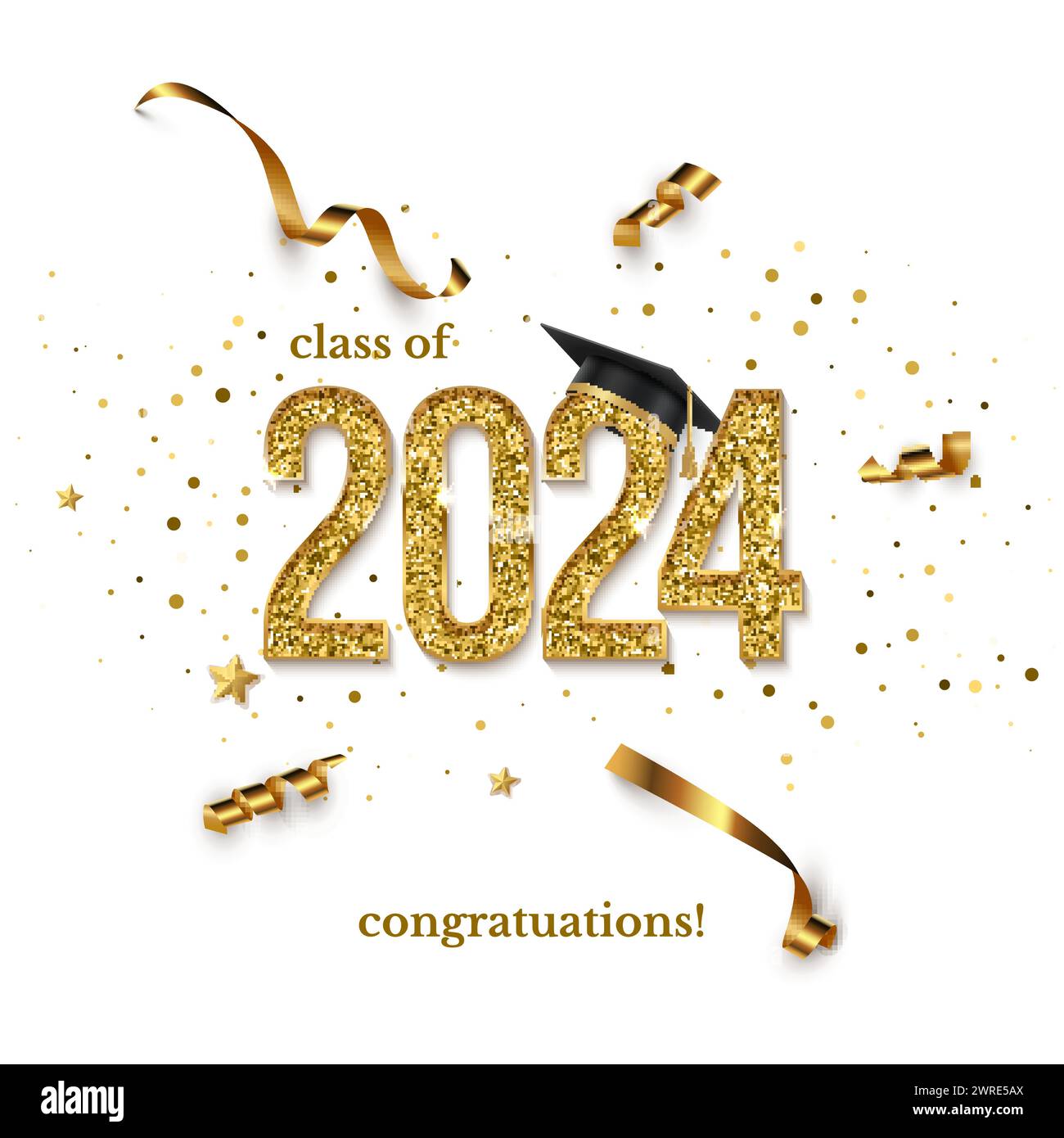 2023 graduation ceremony square banner. Award concept with academic hat ...