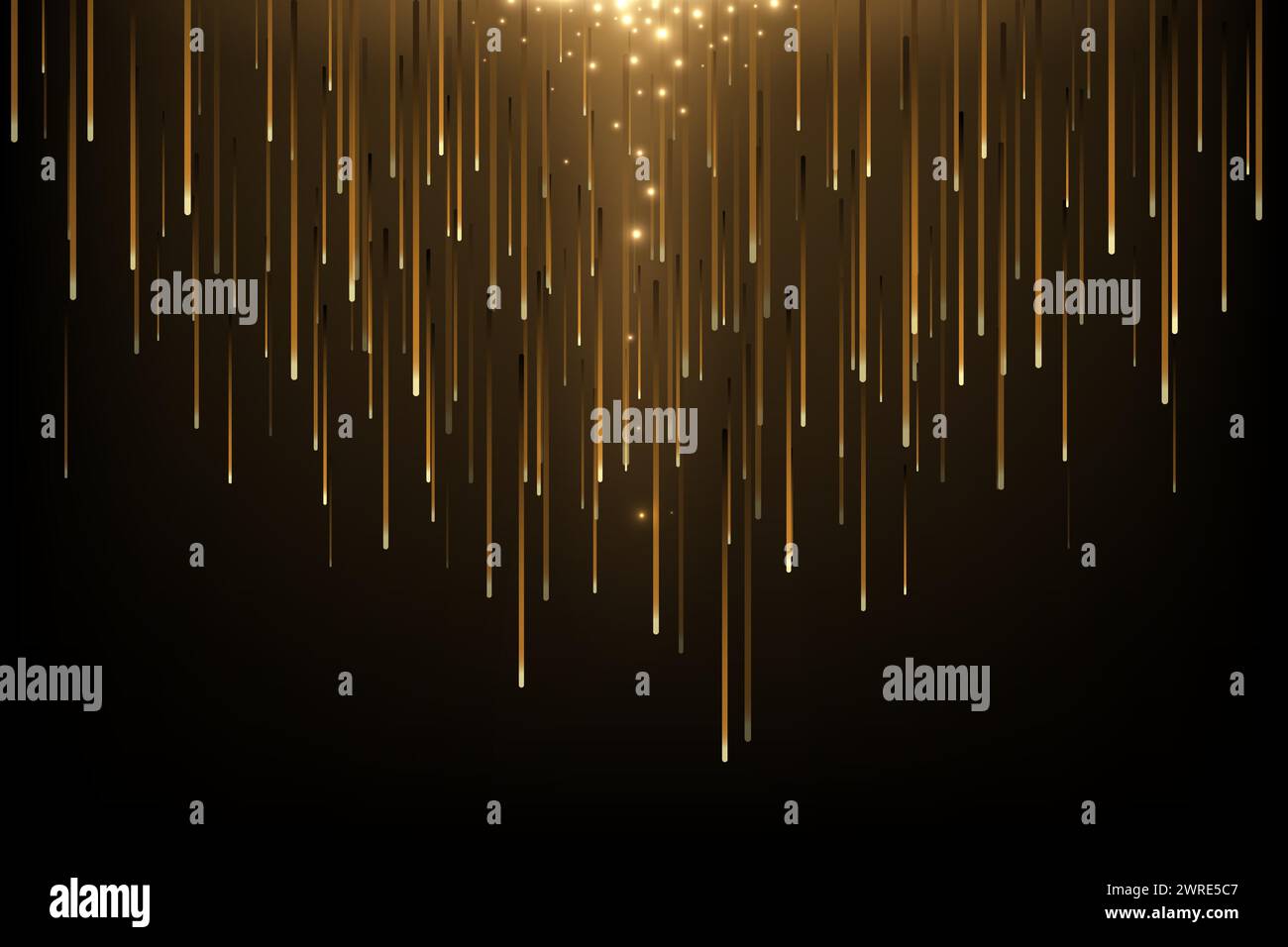 Golden abstract light rain. Falling glow glitter lights. Modern ...