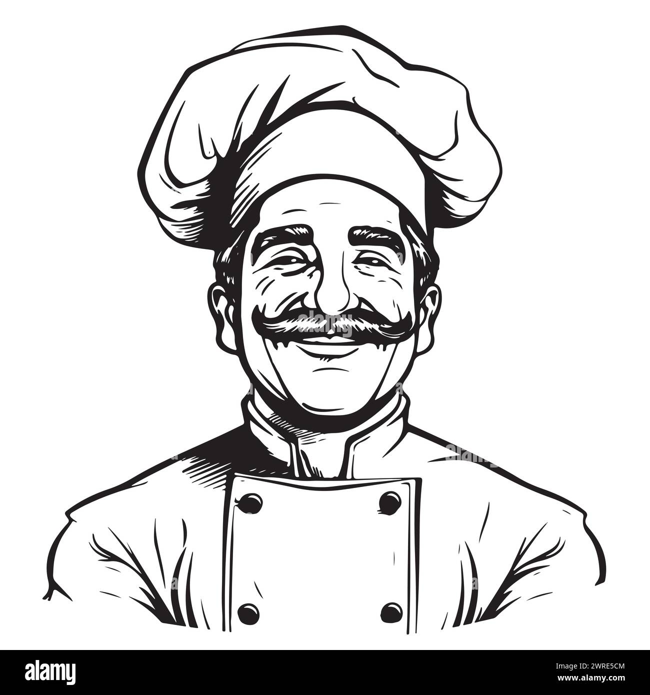 Italian chef hand drawn sketch Vector illustration Stock Vector Image ...