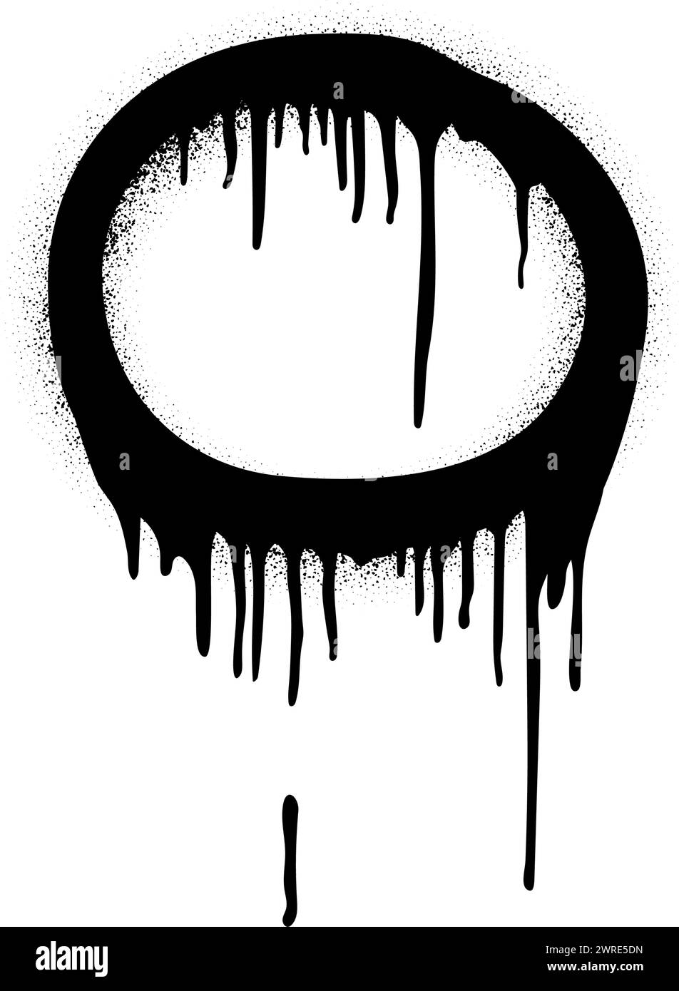 Spray paint circle with drips and splatters vector illustration. Black ...