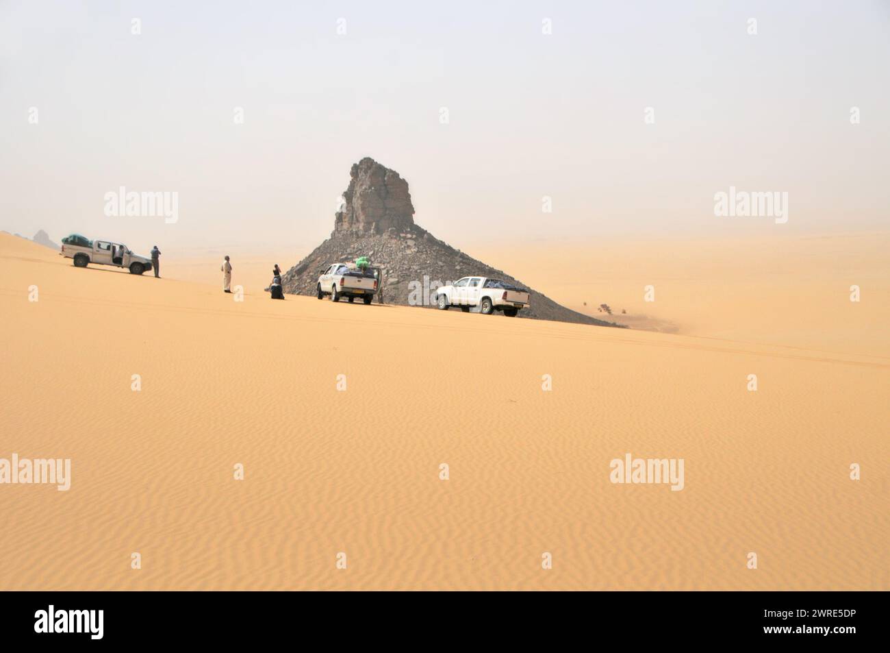 Tour group exploring the Algerian Sahara Stock Photo - Alamy