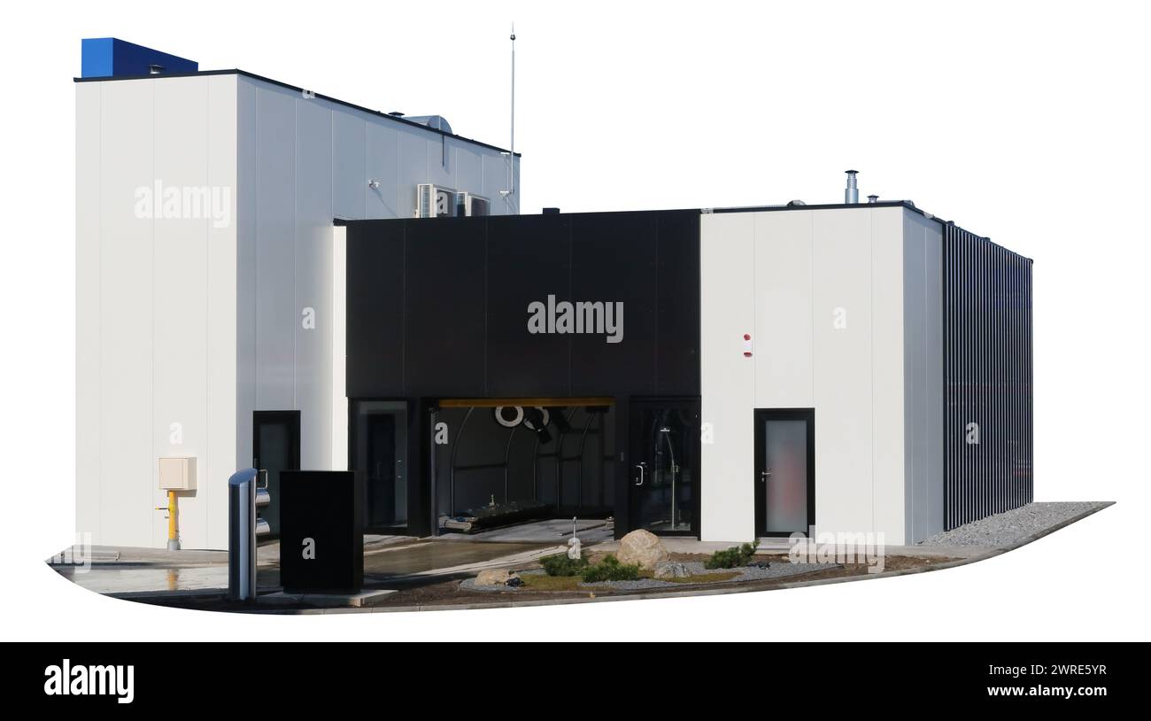 The standard no name service center building is made of metal and ...