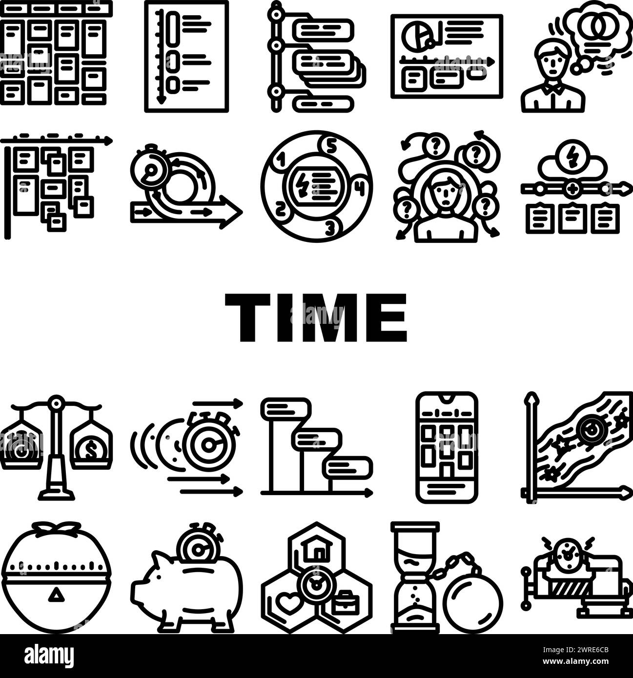 time management schedule task icons set vector Stock Vector Image & Art ...