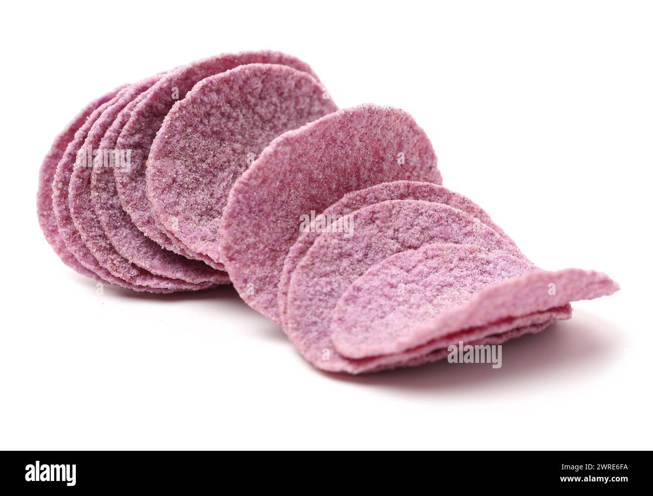 Purple Potato Chips on white background Stock Photo - Alamy