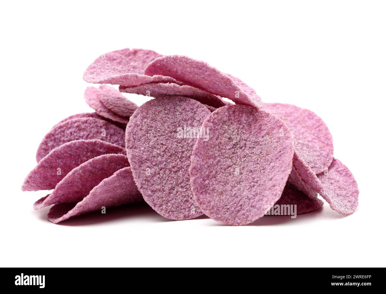 Purple Potato Chips on white background Stock Photo - Alamy