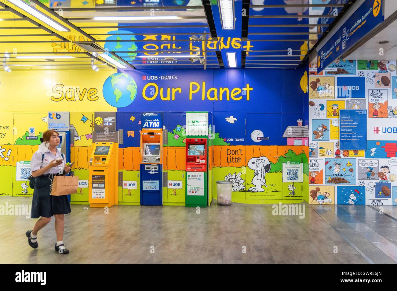 Bangkok, Thailand. 11th Mar, 2024. A Thai student subway passenger is ...
