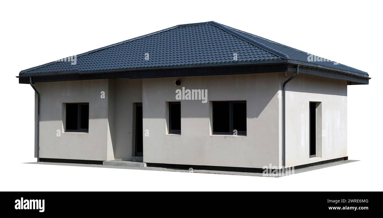 Unfinished standard rural home isolated on white Stock Photo - Alamy