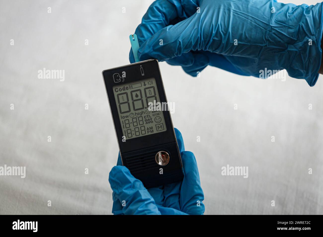 Blood sugar test isolated on white background. Copy space. Glucose ...