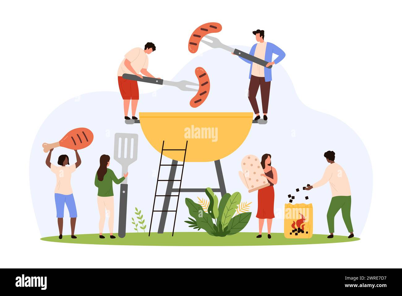 Cooking barbecue on grill, grilled meat menu of restaurant or home ...