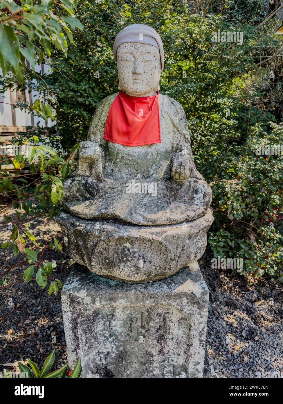 A statue in a beautiful temple in traditional Japanese style in ...