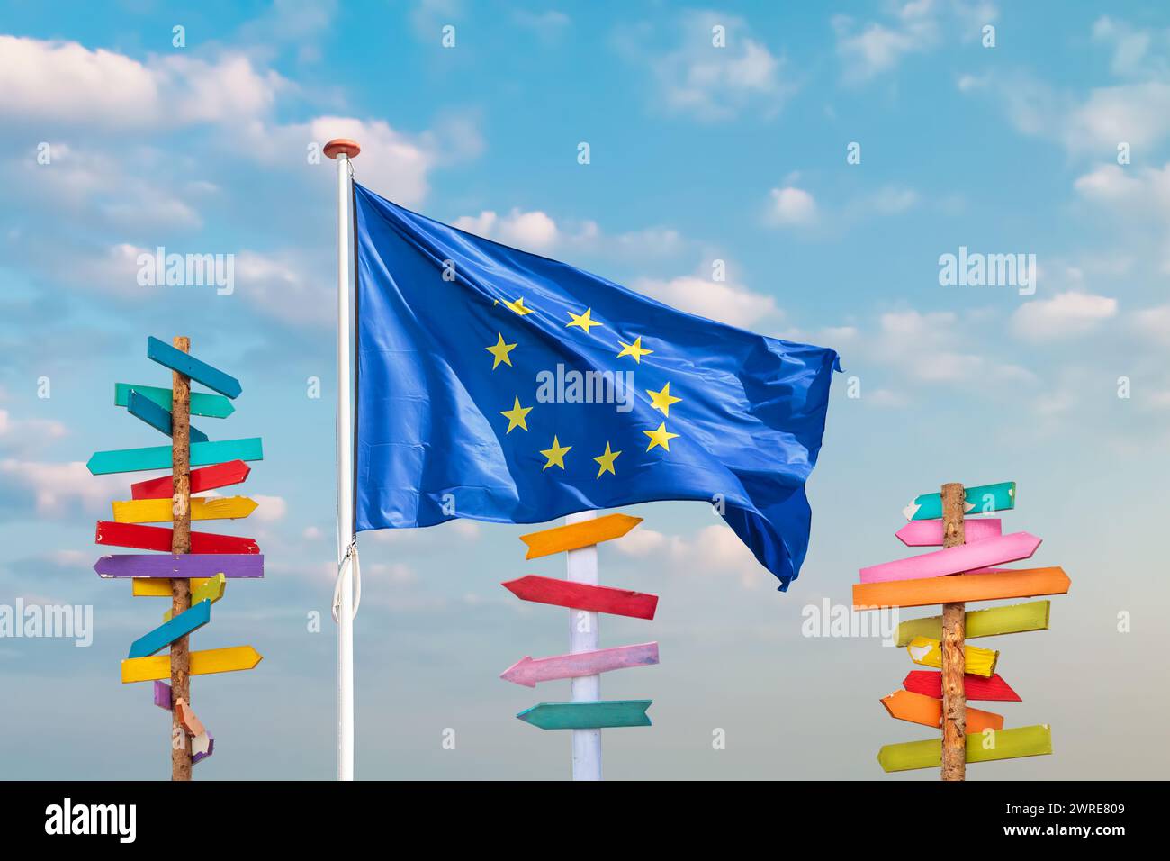 Wooden pole direction signs hi-res stock photography and images - Alamy