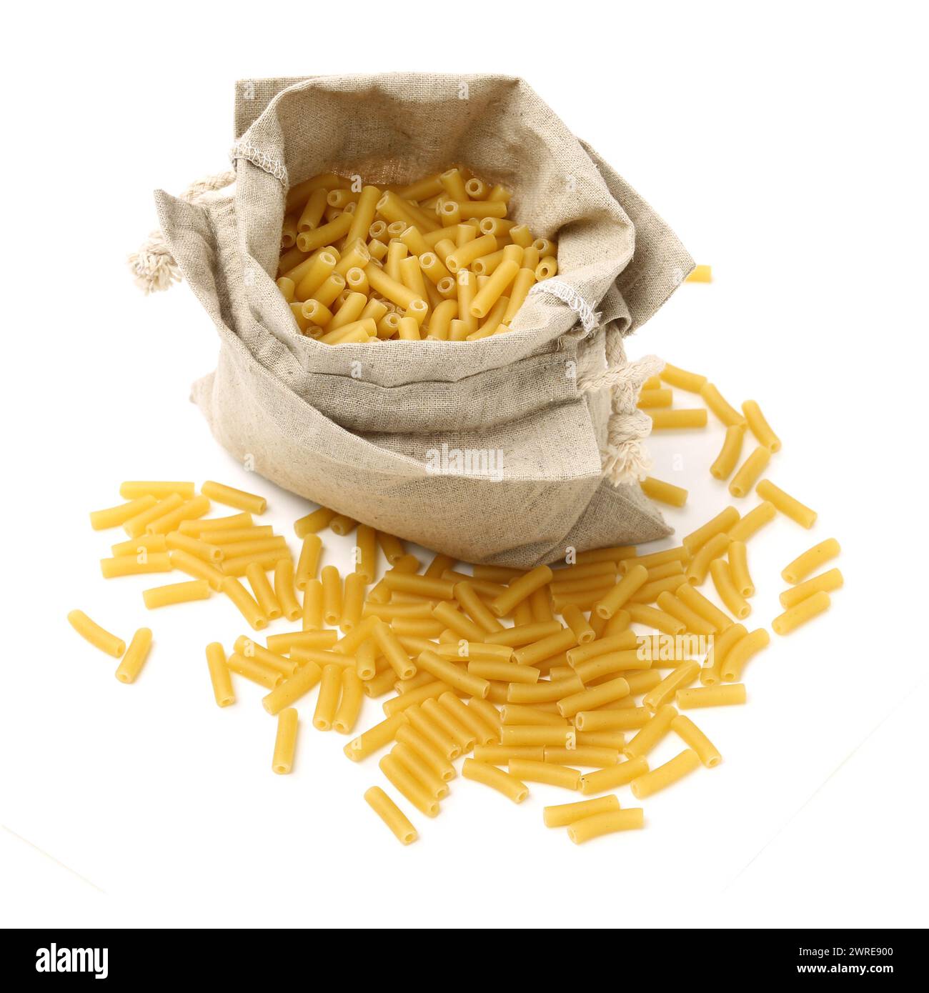 Italian pasta (Gomiti Rigati) on white background Stock Photo - Alamy